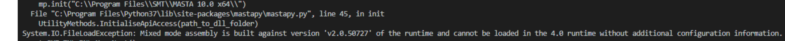Troubleshooting | MASTA API
